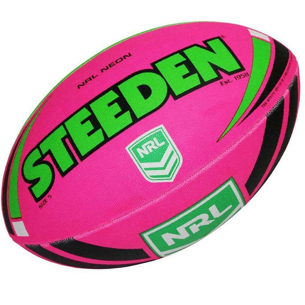 Neon Pink & Lime Steeden Rugby League Football Size 5! - NRL