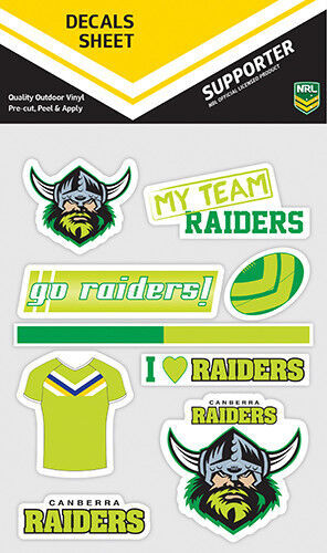 Official Canberra Raiders NRL iTag UV Car Mixed Decal Sticker Sheet (9 ...