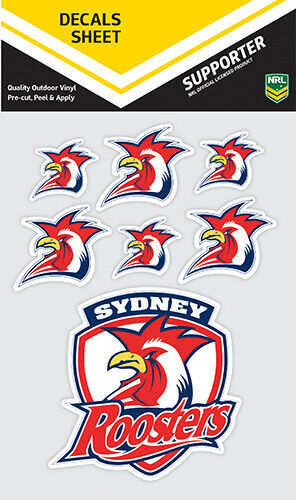 Official Sydney Roosters NRL iTag Car Decal Sticker Sheet (7 Pack ...