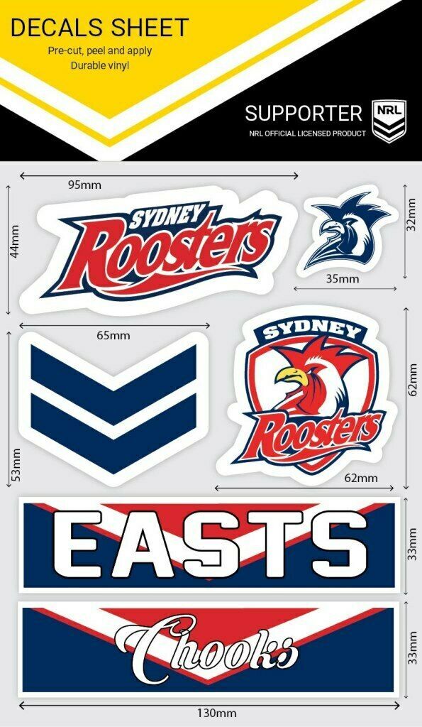 Sydney Roosters NRL Sticker Decal Sheet Stickers Wordmark