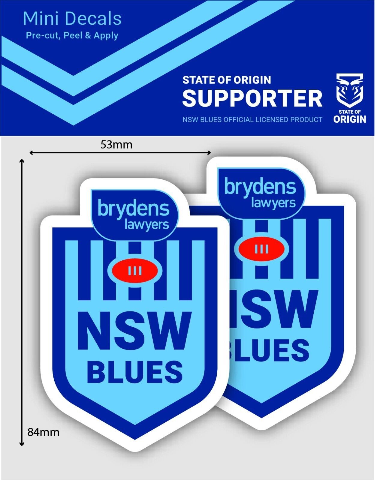Official NSW Blues Origin NRL iTag Car Mini Decal Sticker (2 Pack ...