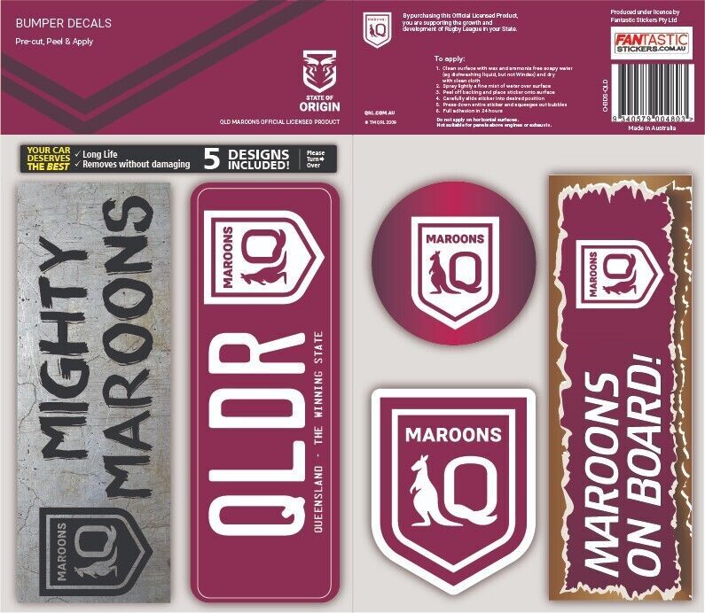 Official Queensland Maroons Origin NRL iTag Car Bumper Decal Sticker (5 ...